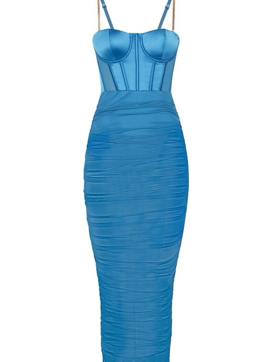 Meshki | Dresses | Meshki Electric Blue Ruched Bustier Maxi Dress ...